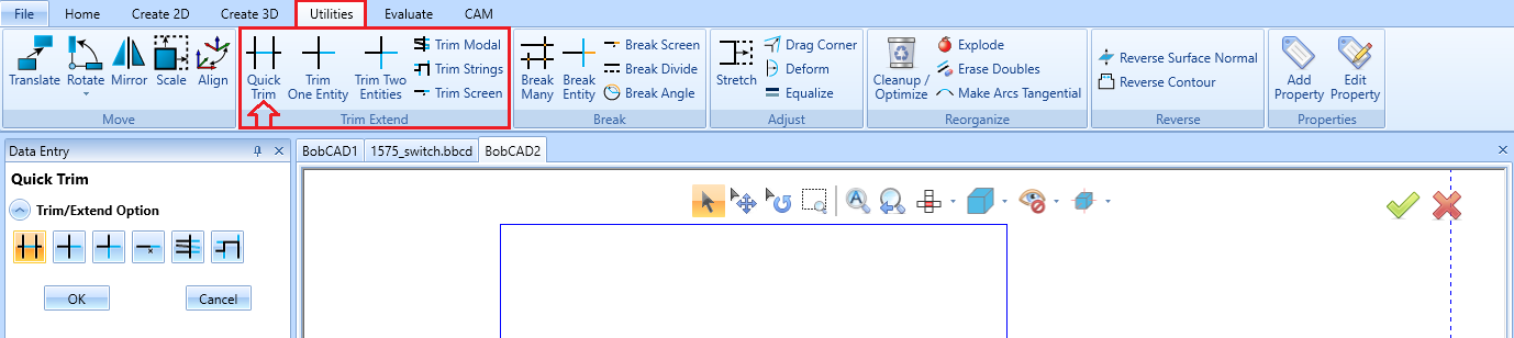 Using the Quick Trim Function - BobCAD Support