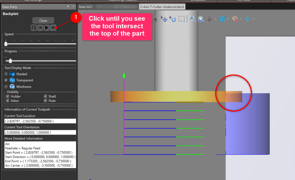Mill 2-Axis T-Cutter Undercut Example - BobCAD Support