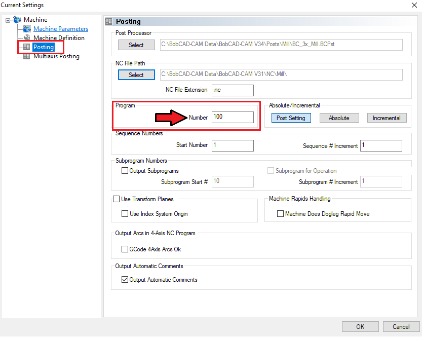 Change Program Number for an NC File - BobCAD Support