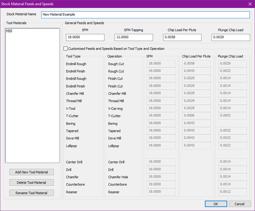 Material Library Example - BobCAD Support