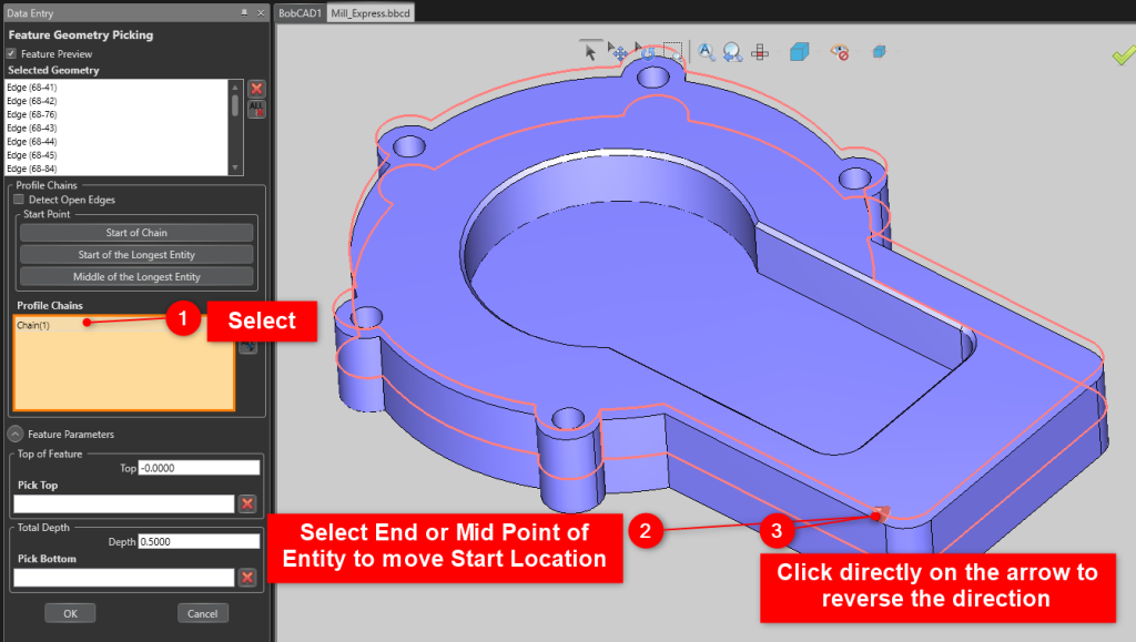 Chamfer Toolpath (Selecting Geometry) - BobCAD Support